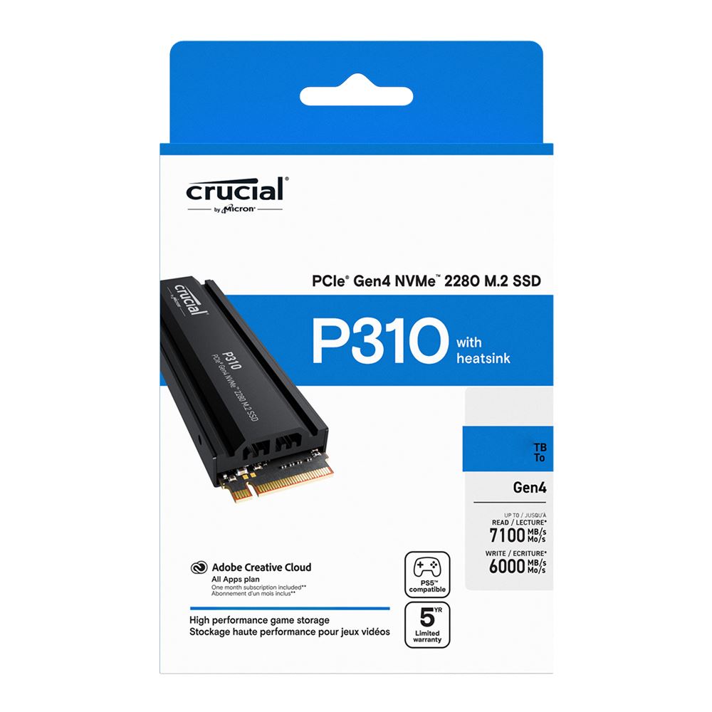 Crucial P310 1TB 3D NAND Flash PCIe Gen 4 x4 NVMe M.2 Internal SSD w ...