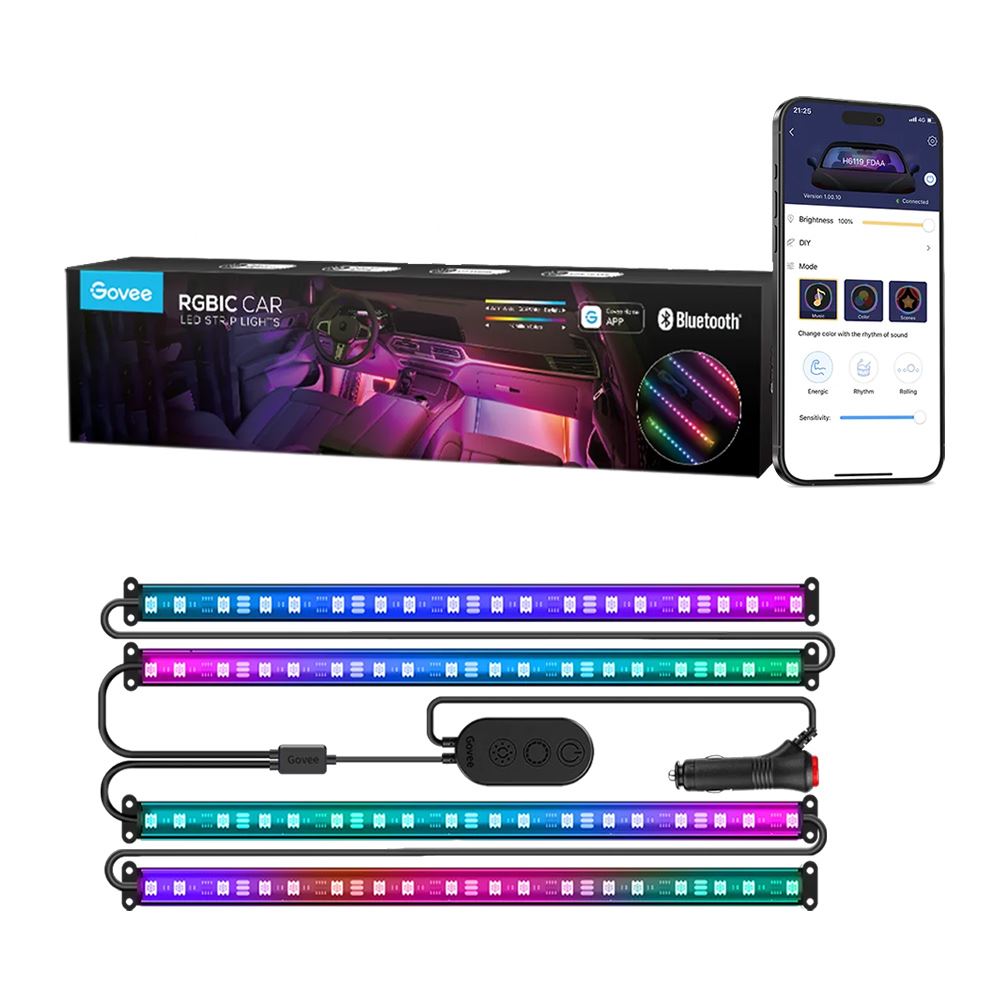 Govee RGBIC Interior Car LED Strip Light (4x 0.98ft) - Micro Center
