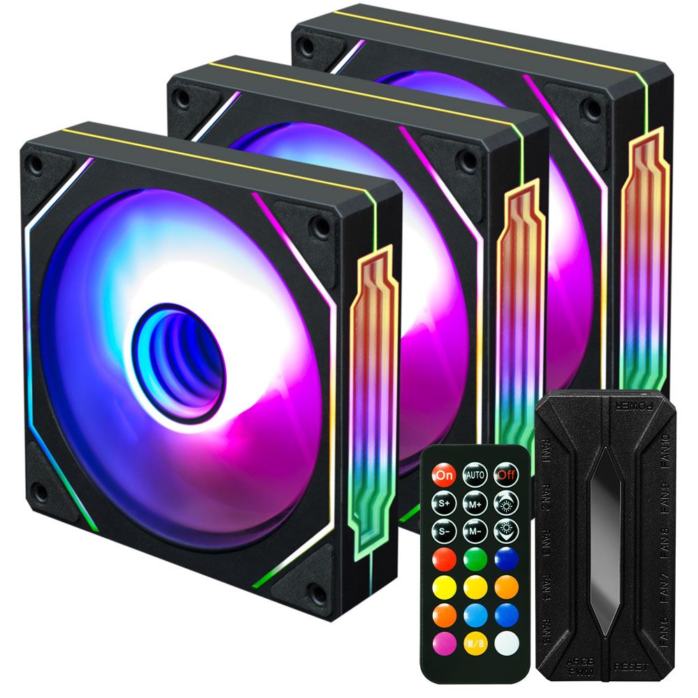 Kingwin KWI-FAN01 ARGB Infinity Mirror Hydraulic Bearing 120mm Case Fan ...