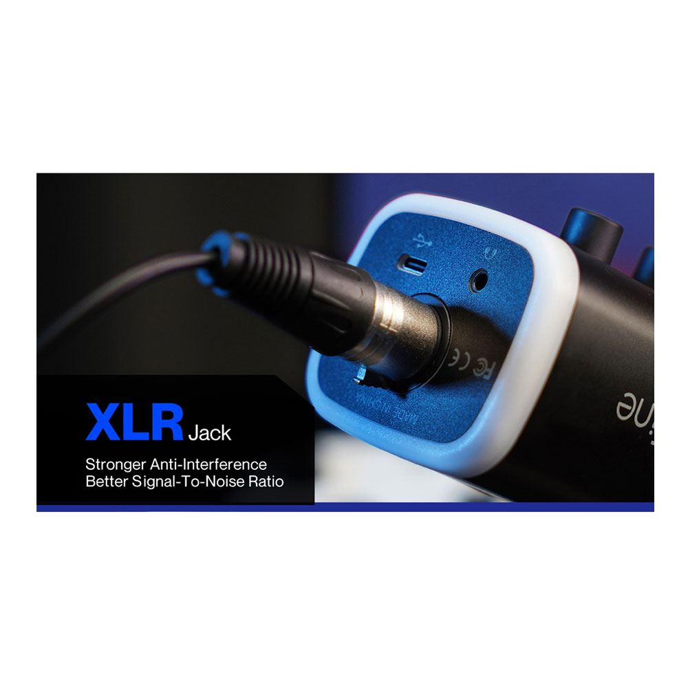 FiFine AM8 XLR/USB Dynamic Microphone; RGB Light; Mute Button ...